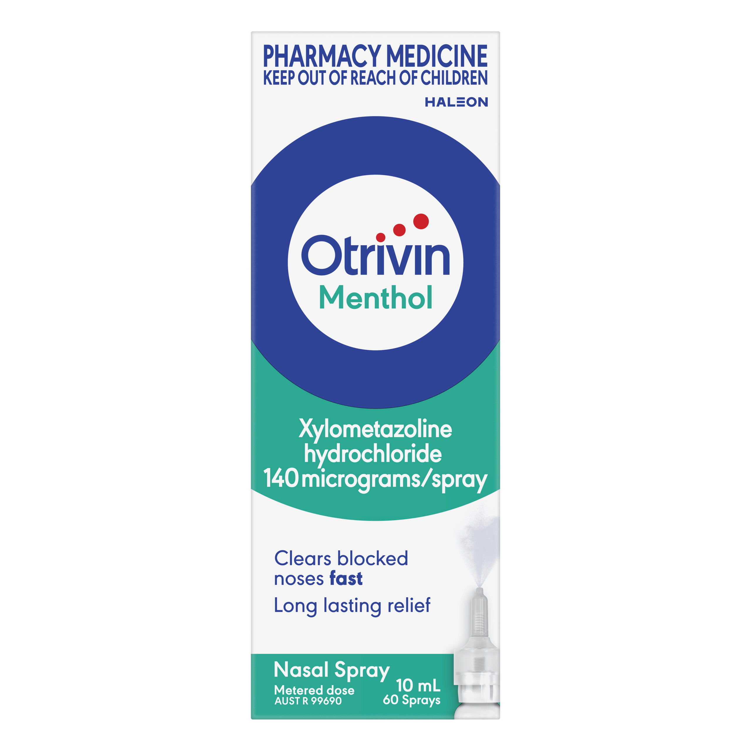 Otrivin Menthol Nasal Spray, for Blocked Nose, 10mL - National Pharmacies