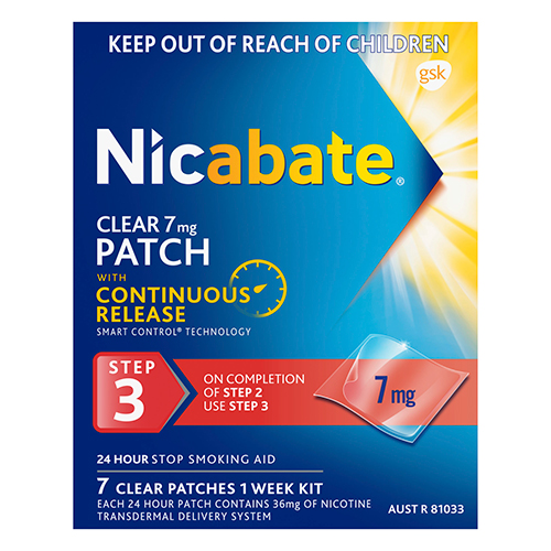 Nicabate Clear Patch Quit Smoking Step 3 -7mg 7 Patches - National ...