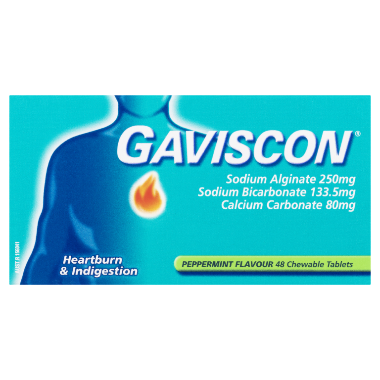 Gaviscon Chewable Peppermint Heartburn & Indigestion Relief 48 Tablets ...
