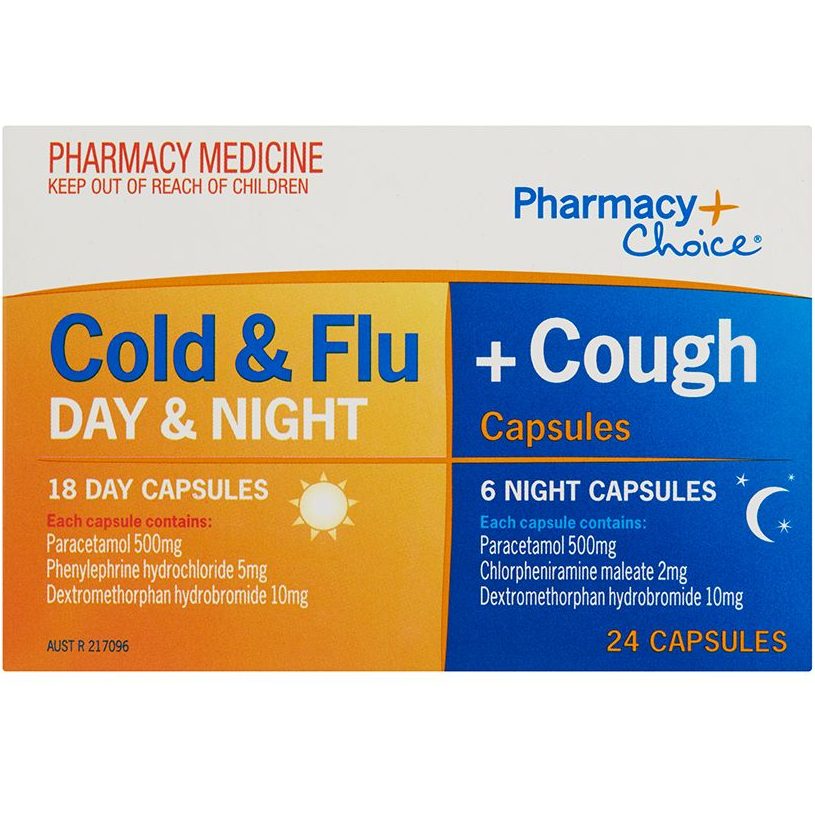 Pharmacy Choice PE Cold & Flu + Cough Day & Night Capsules - National ...