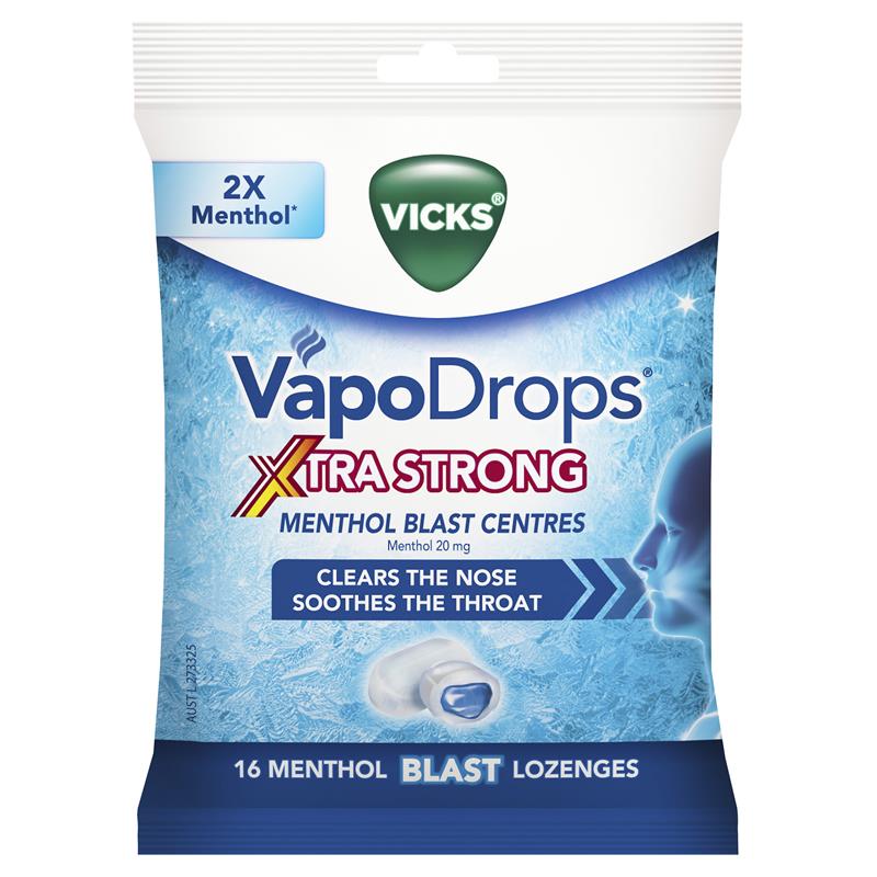 Vicks VapoDrops Xtra Strong Menthol Blast 16 Lozenges | National Pharmacies