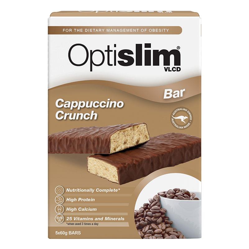 Optislim VLCD Cappuccino Crunch Bar 5x60g - National Pharmacies