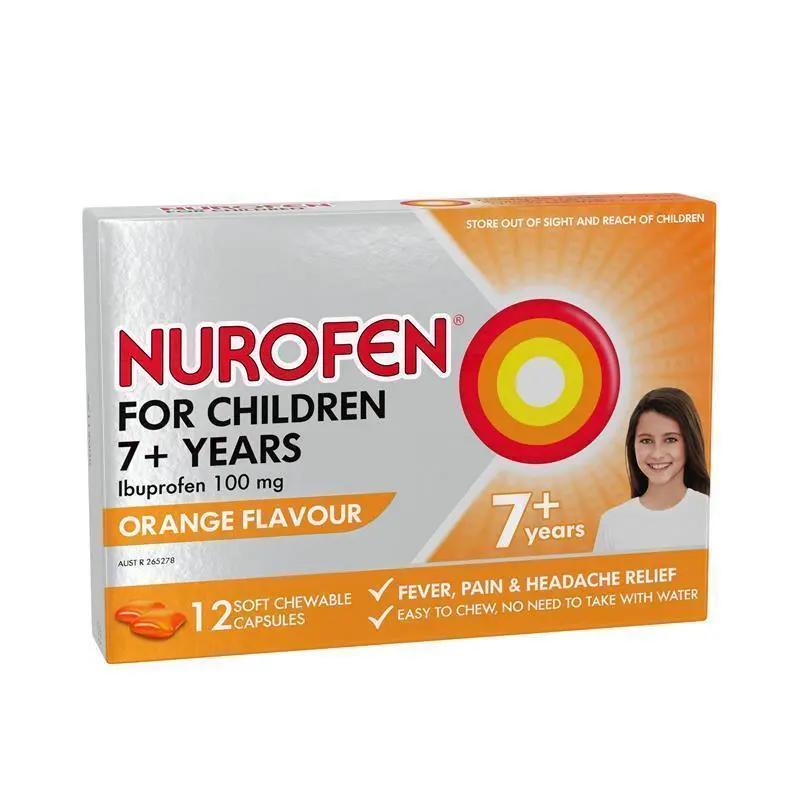Nurofen Child 7+ Orange 100mg Chew Caps 12 - National Pharmacies