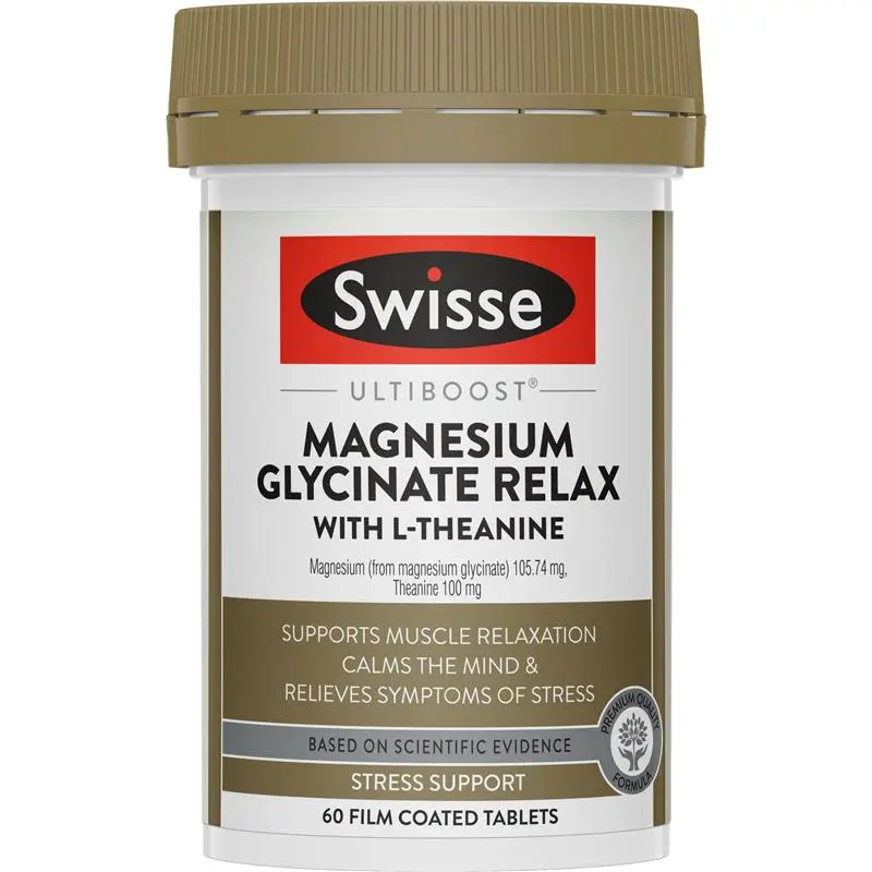 Swisse Ultiboost Magnesium Glycinate Relax + L-Theanine Day 60 Tablets ...